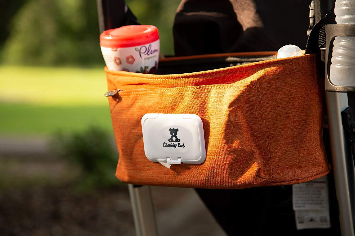 Universal Baby Trolley Storage Carriage Bag Stroller Buggy Pushchair Organizer, Diaper Storage Bag with Baby Wipes Dispenser (Brown)