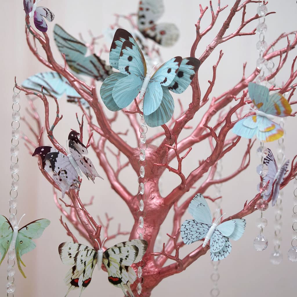 TABLECLOTHSFACTORY 36 Pack 3D Double Wing DIY Butterfly Magnet Wall Decoration Stickers - Purple Collection for Wedding Party Home Decor