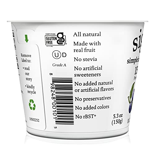 siggi's® Icelandic Strained Nonfat Yogurt, Blueberry, 5.3 oz. Single Serve Cup – Thick, Protein-Rich Yogurt Snack