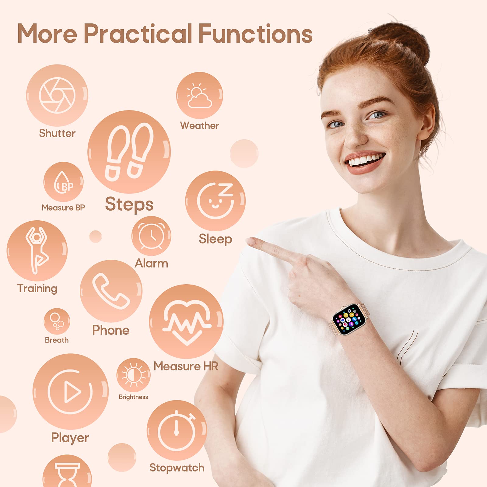 ZKCREATION Smart Watch Answer Call Fitness Tracker for Android iOS Phones Smartwatch for Women Men