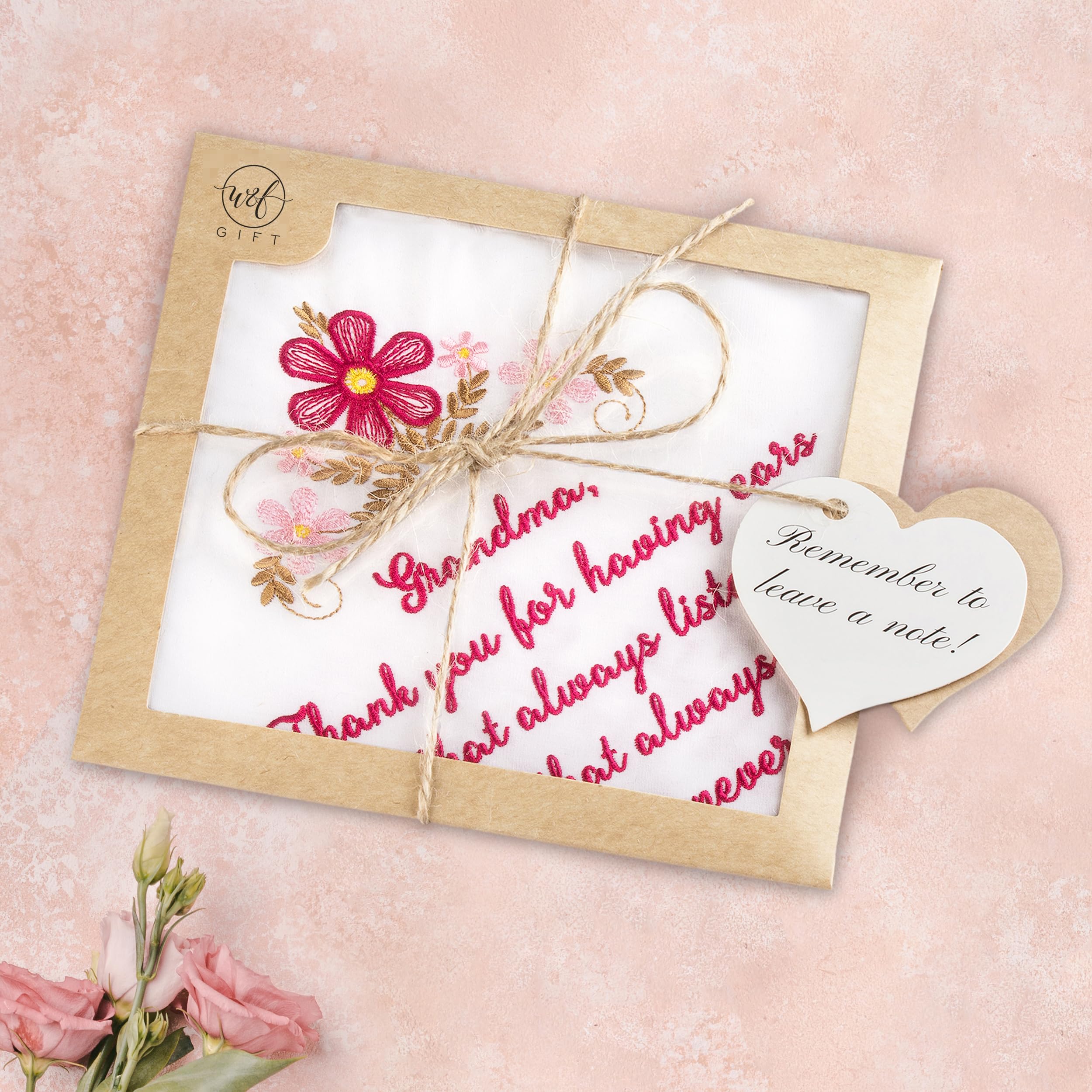 W&F GIFT Grandmother Of The Bride Wedding Handkerchief for Grandma from Granddaughter.