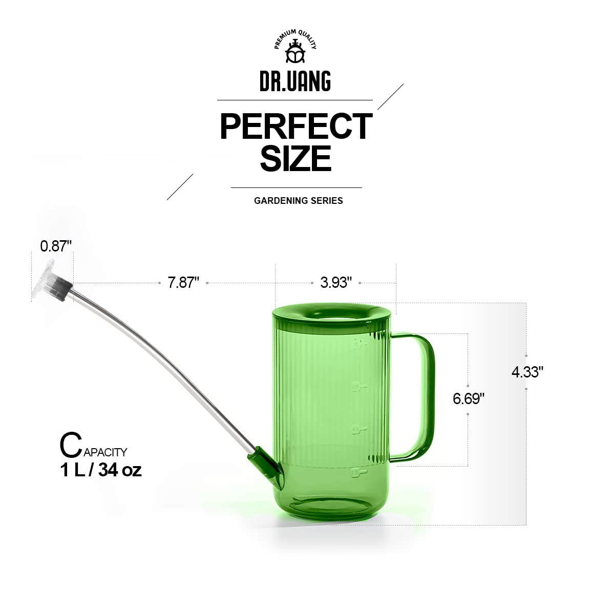 Small Watering Can Indoor Plants with Long Spout (1L, Lake Green)