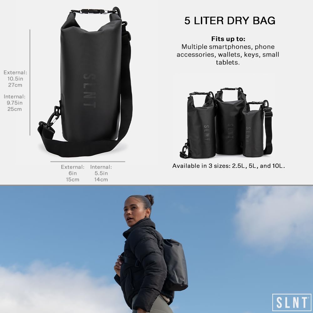 Silent Pocket SLNT Waterproof Faraday Dry Bag Military-Grade Nylon 5 Liter Faraday Bag - RFID Signal Blocking Dry Bag/Waterproof Backpack Protects Electronics from Water, Spying, Hacking