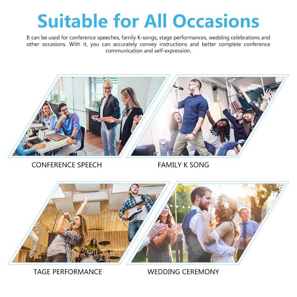 XTUGA S400 Wireless Microphone System, 4-Channel UHF Cordless Mic Set with Four Handheld Mics, Fixed Frequency, Long Range 260ft, Ideal for Church,Karaoke,Weddings, Events