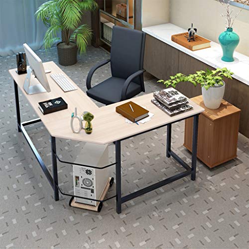 ZHOU2# Desktop Computer Desk, Home Office Study Writing Table Computer Gaming Table Bedroom Laptop Study Table, Student Steel Wood Desk Workstation Study Reading Writing Desk PC Laptop Table (White)