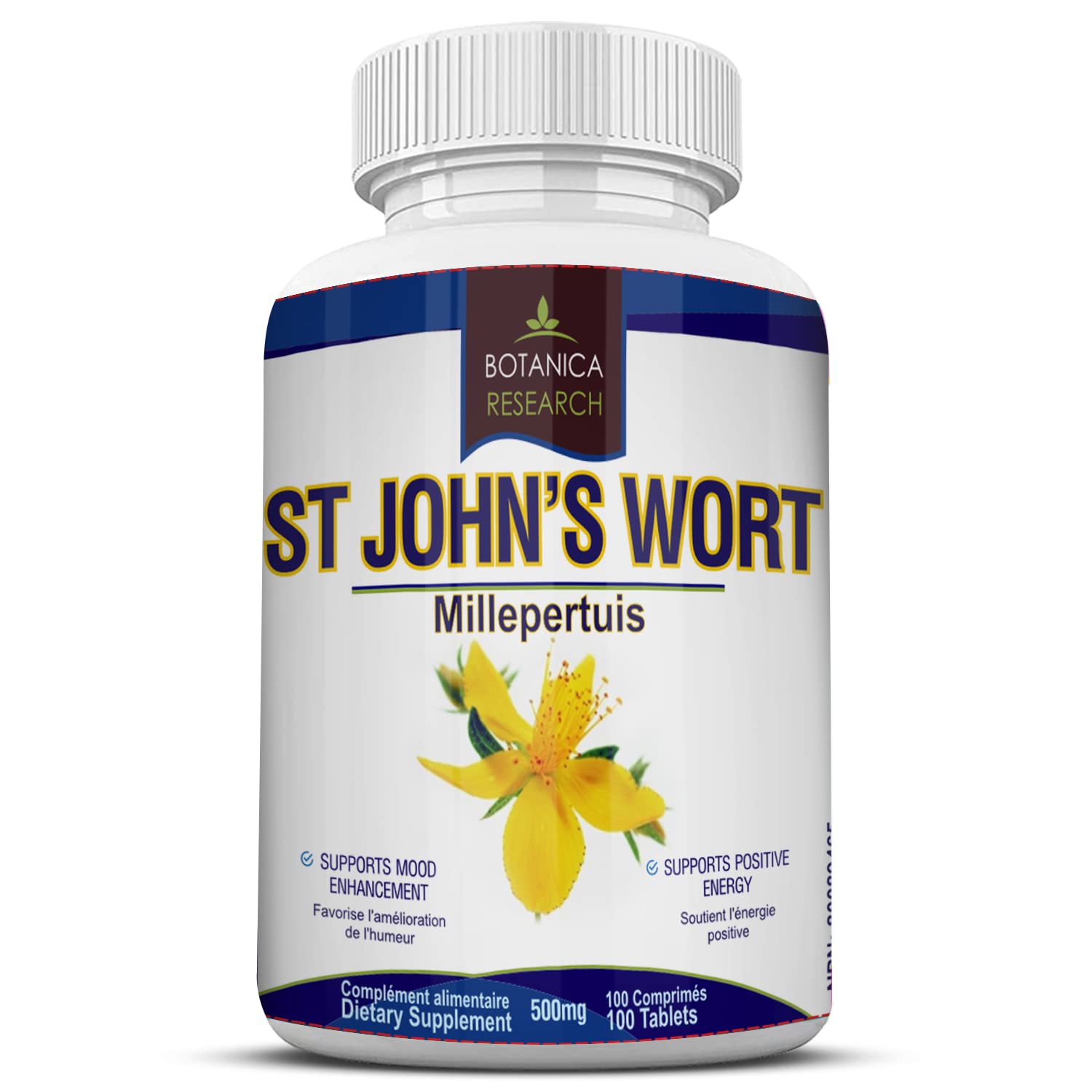St John's Wort Extract Supplement: 500mg Vitamin Herb for Mood, Serotonin and Dopamine. Manages Stress, Sadness, Seasonal Mild Depression. 100 Saint John Wort Capsule Pillsā¦