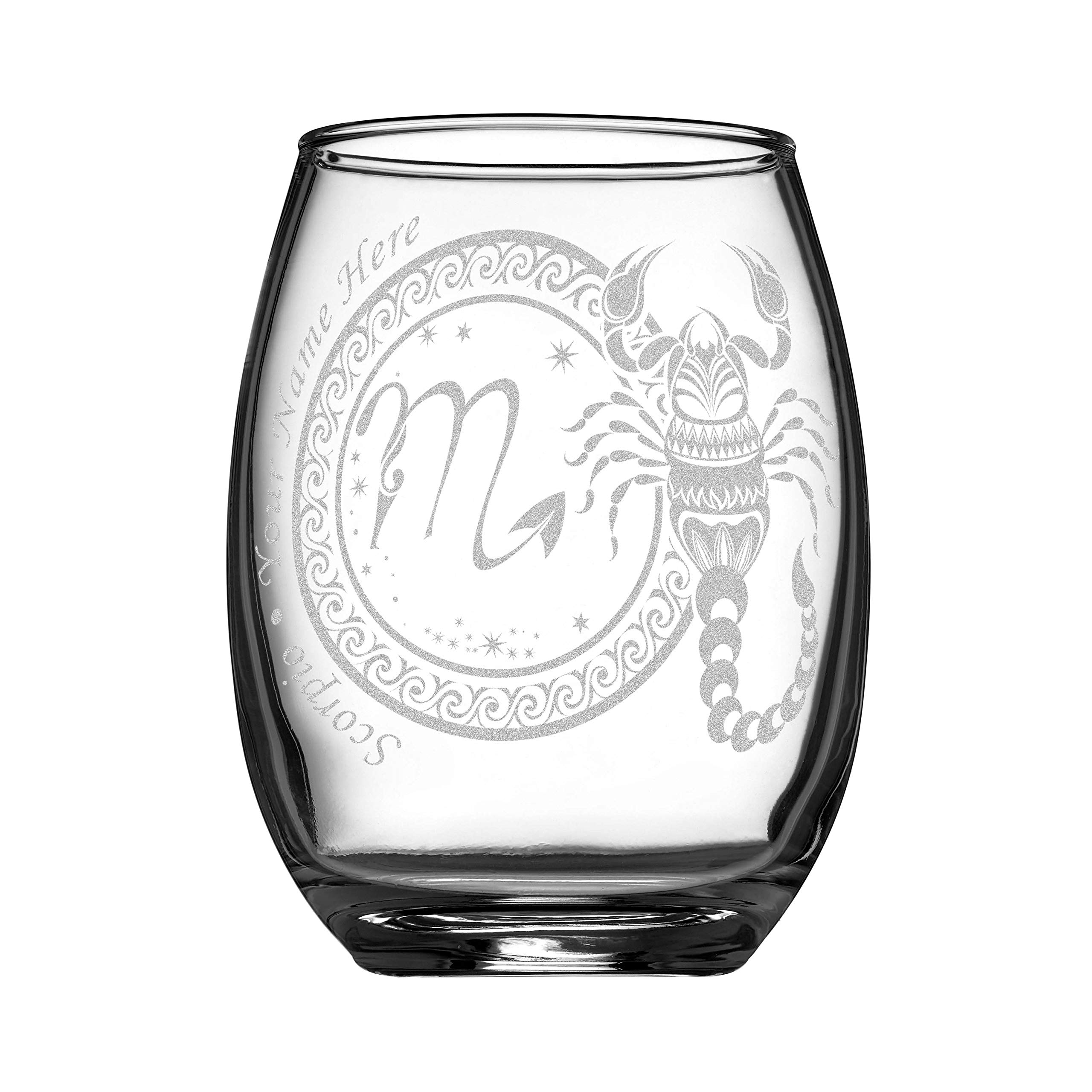 We Love Horoscope Personalized YOUR NAME HERE Laser Engraved STAR SIGN Wineglass (15oz) (SCORPIO)