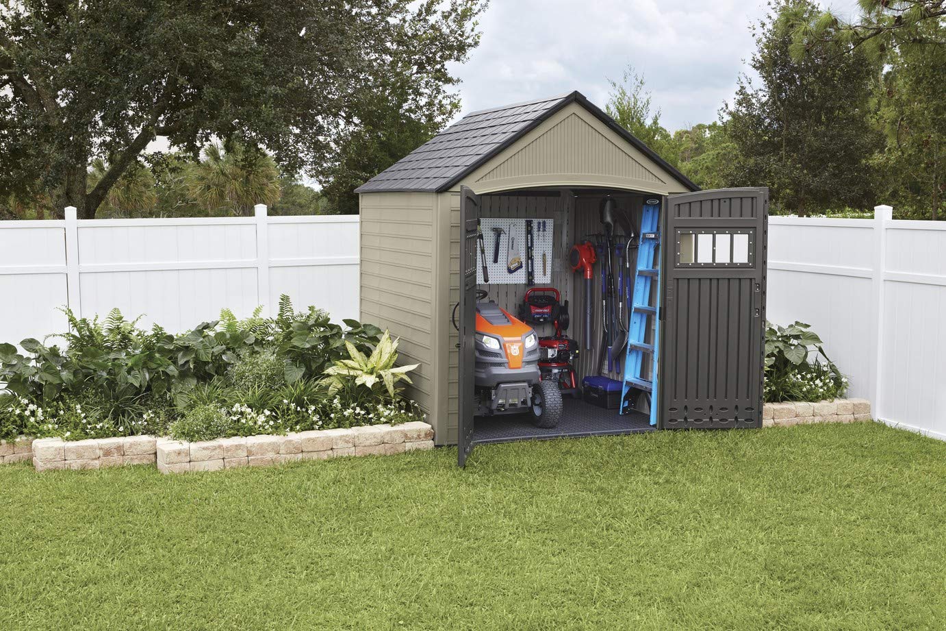 Rubbermaid Shed Basket Accessory Kit with Wire Basket, Magnetic Strip, Hose Holder and Multi-Purpose Utility Hook, Shed Organization and Storage System