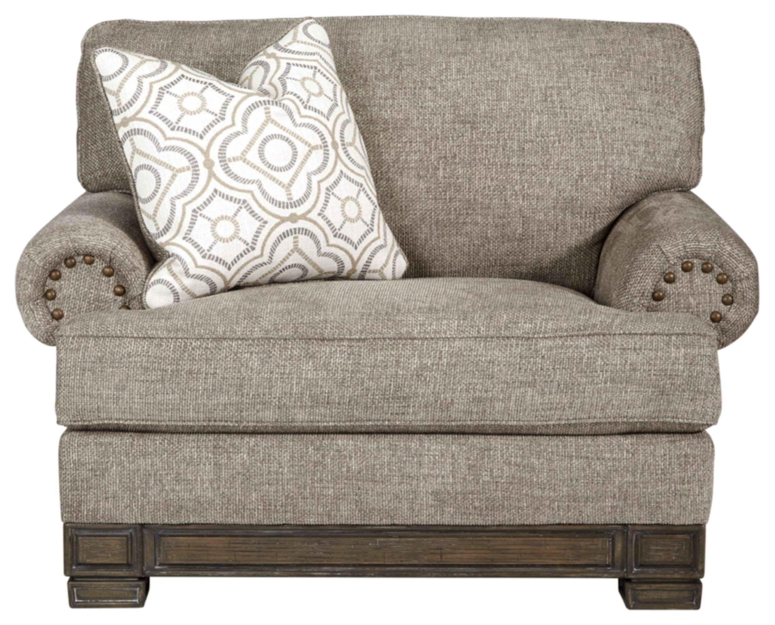 Signature Design by Ashley Einsgrove New Traditional Classic Chair and a Half with Nailhead Trim, Brown