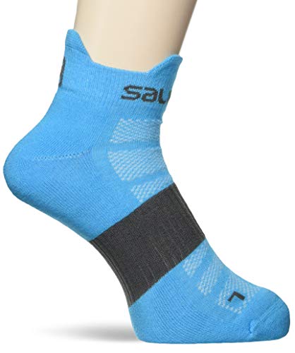 Salomon unisex-adult Sense Cotton Sport Socks 2-pack , Forged Iron/Vivid Blue, Medium