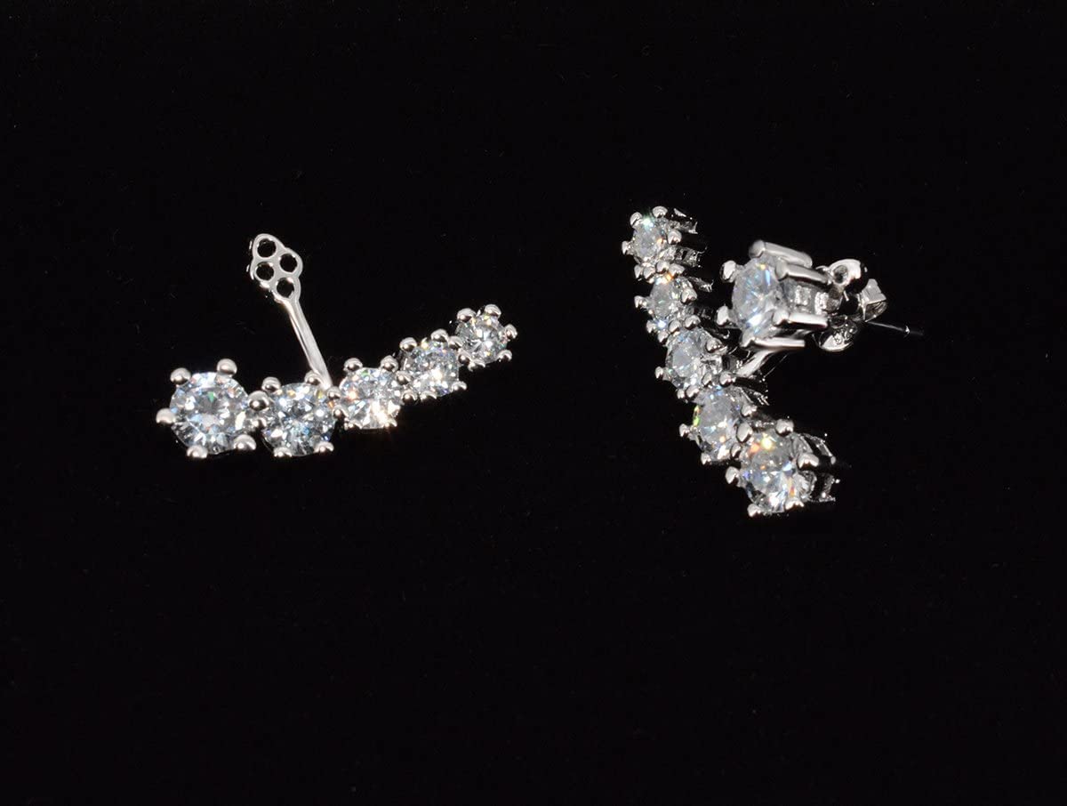 sanfnee Bling Clear Cubic Zirconia Crystal Ear Jackets Stud Earrings Ears Wraps for women