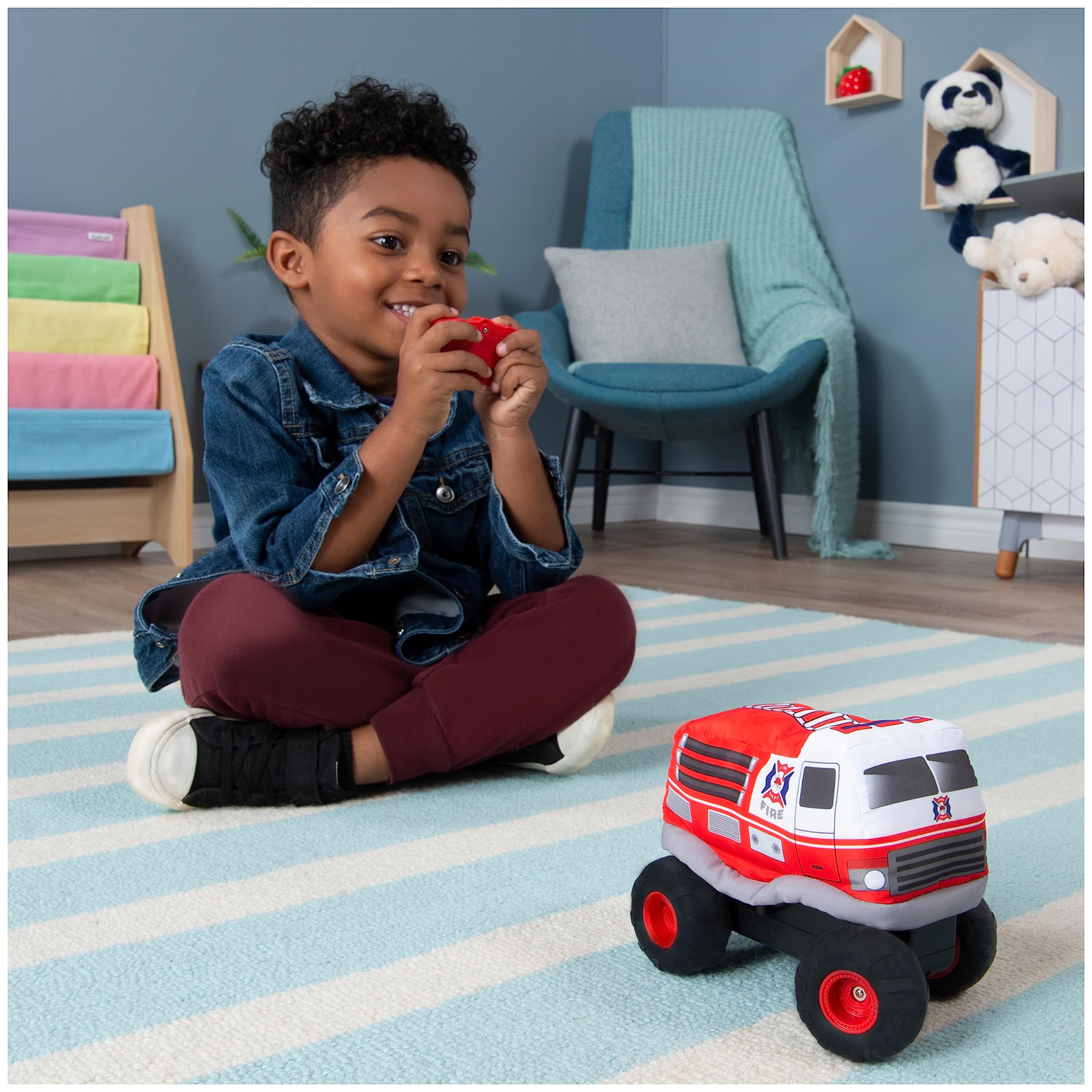 Spin Master Plush Power RC, Remote Control Fire Truck with Soft Body and 2-Way Steering, for Kids Aged 3 and up