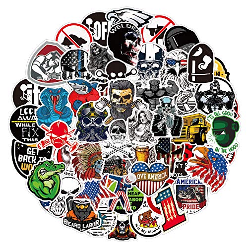 TOPSHI Hard Hat Stickers for Tool Chest Lunch Box,Stickers for Hard Hat Accessories,Tool Box Helmet Welding Construction Union Military Ironworker Lineman Oilfield Electrician Pipeliner(100pcs)