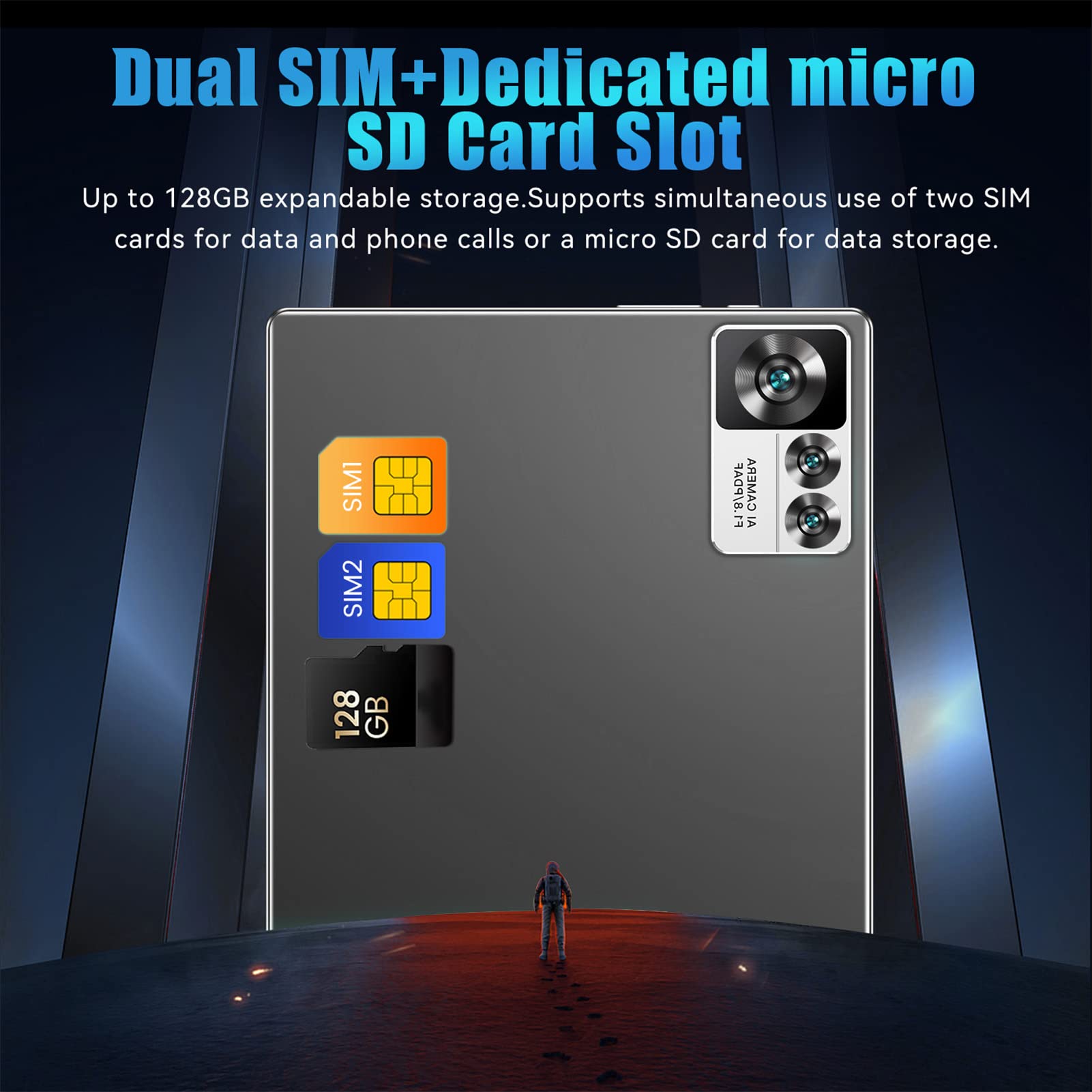 Zopsc 10.1in Tablet for Android 12-4G WiFi Unlocked Tablet PC 8 Core CPU 8+256G 800W+1600W 7000mAh 1960x1080 GPS Support.