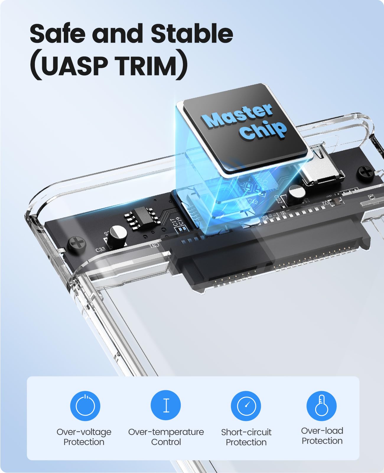 ORICO 2.5 inch Hard Drive Enclosure SATA to USB C 3.1 6Gbps External Hard Drive Case for 7/9.5mm HDD/SSD Support UASP Up to 6TB -2139C3-CR