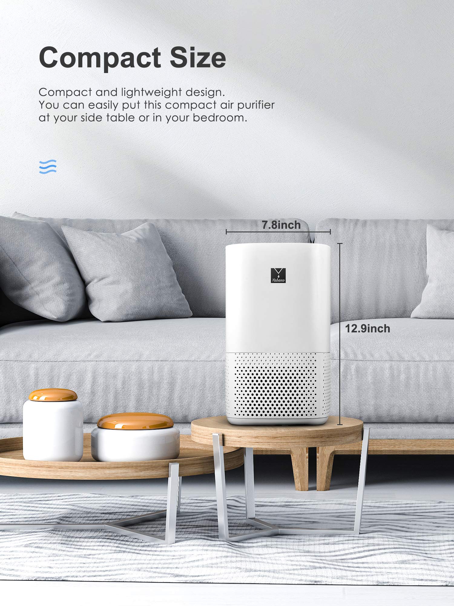Yabano Air Purifiers Smoke Air Cleaner for Home Bedroom, 215 ft² Coverage, 20db Ultra Quiet, H13 True HEPA Filter 99.97% Effectively Remove Air Pollutants