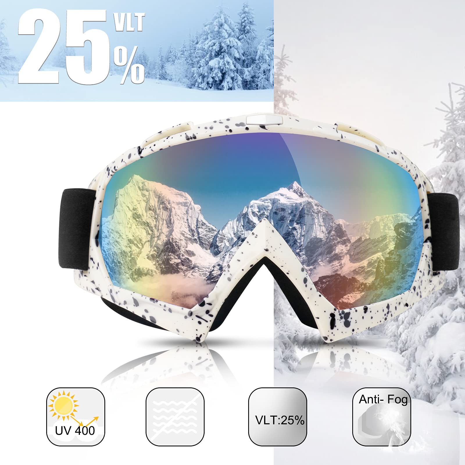 Tsuinz Ski Goggles, Snowboard Goggles for Winter Outdoor Men/Women(Black)
