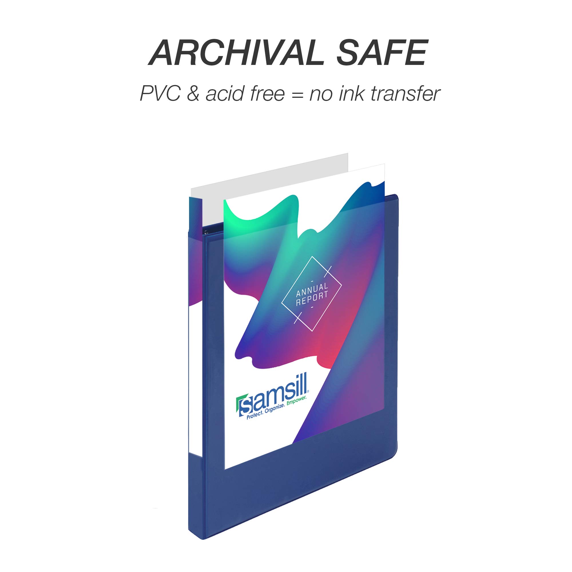 Samsill Durable .5 Inch Binder, Made in the USA, Round Ring Customizable Clear View Binder, Blue, 8 Pack (MP88412)