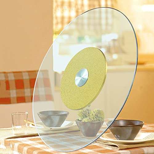 ZJIEX 40″ Large Tempered Glass Lazy Susan Turntable, Round Tabletop Rotating Tray, Kitchen Dining Table Rotating Serving Plate, 360° Swivel Tray (Color : Gold, Size : Ø60cm/24inch)