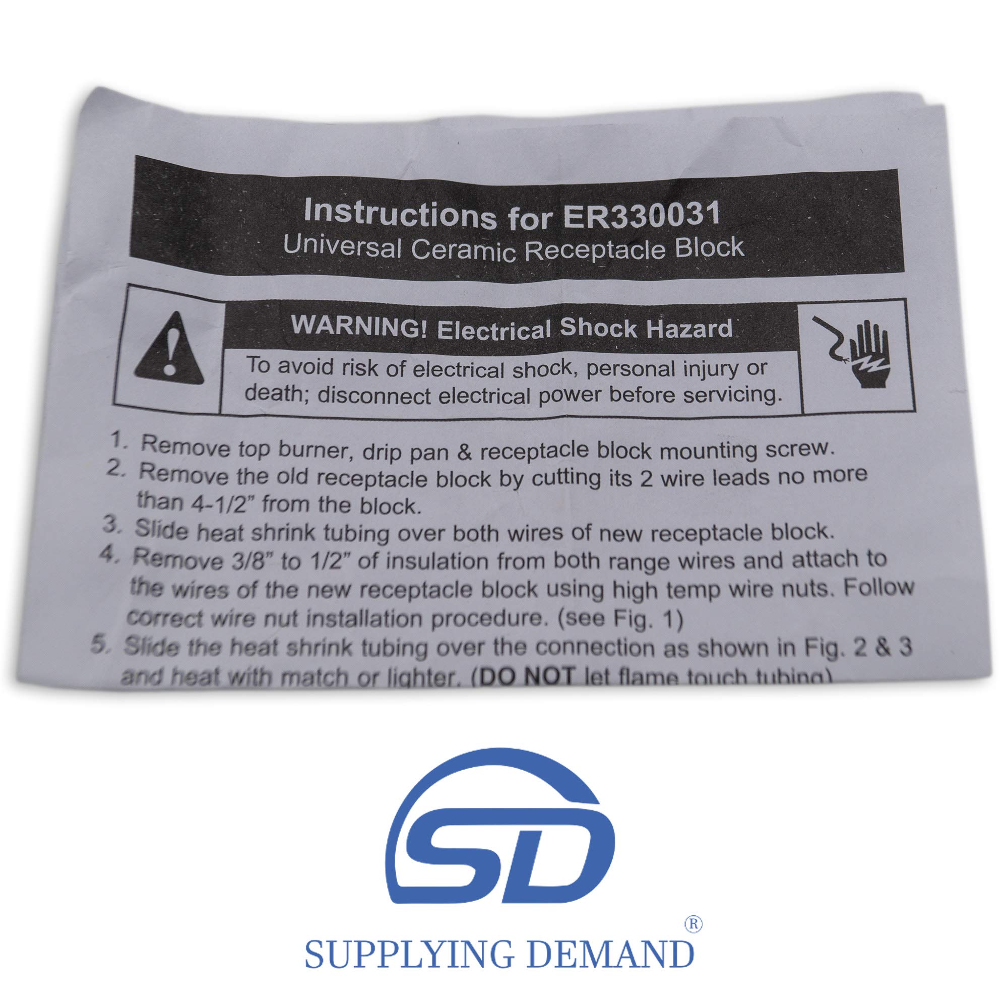 Supplying Demand 330031 5303935058 4 Pack Electric Range Top Burner Receptacle and Wire Replacement Kit
