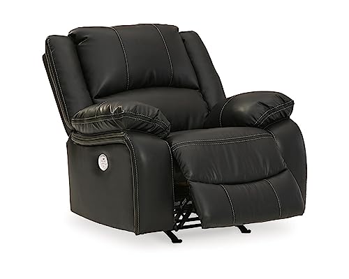 Signature Design by Ashley Calderwell Traditional Faux Leather Power Rocker Recliner, Black