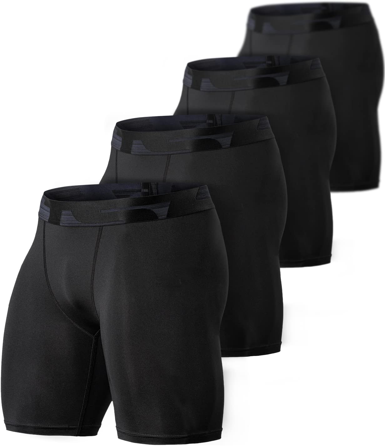 TSLA Men's Athletic Compression Shorts, Sports Performance Active Cool Dry Running Tights, Core 3pack Shorts Dim Black/Dim Charcoal/Sky, Small