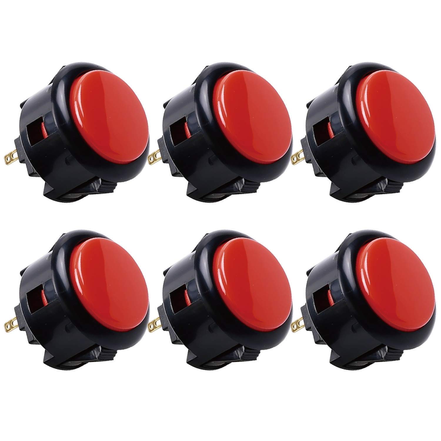 Sanwa 8 pcs OBSF-30 Original Push Button 30mm - for Arcade Jamma Video Game & Arcade Joystick Games Console (Black & Red), Use for Arcade Game Machine Cabinet S@NWA