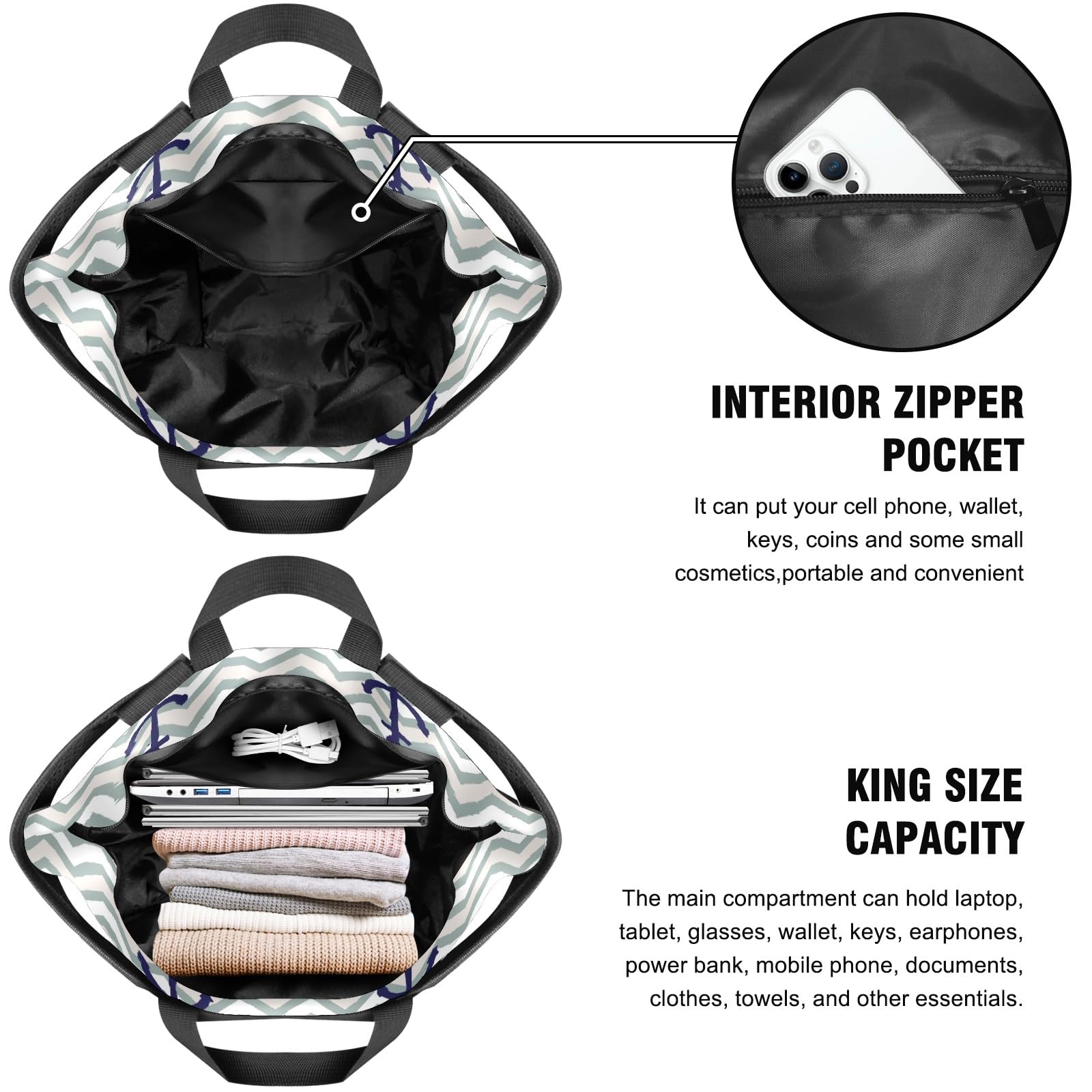 White Backpack for Women Man Travel Anchor Stripe Tote Backpack Airline Approved Personal Item Travel Bag Computer Bag for Work College Teacher Work
