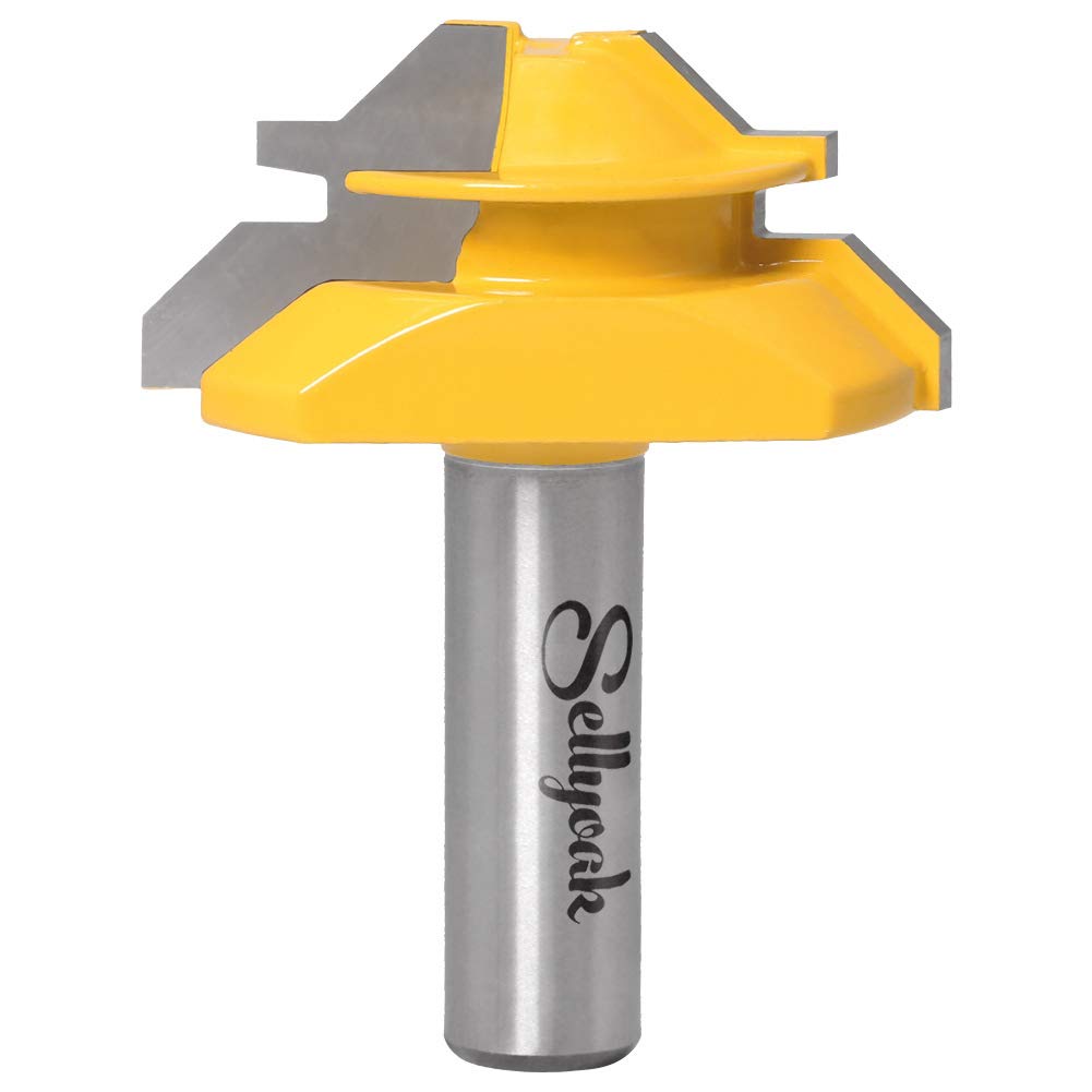 Tongue and Groove Router Bit Tool Set, SellyOak 1/2 Shank Tongue&Grooving Router Bits + 1/2 Shank 45° Lock Miter Router Bit, Wood Milling Cutter Woodworking Tools on Router Table/Base Router etc.