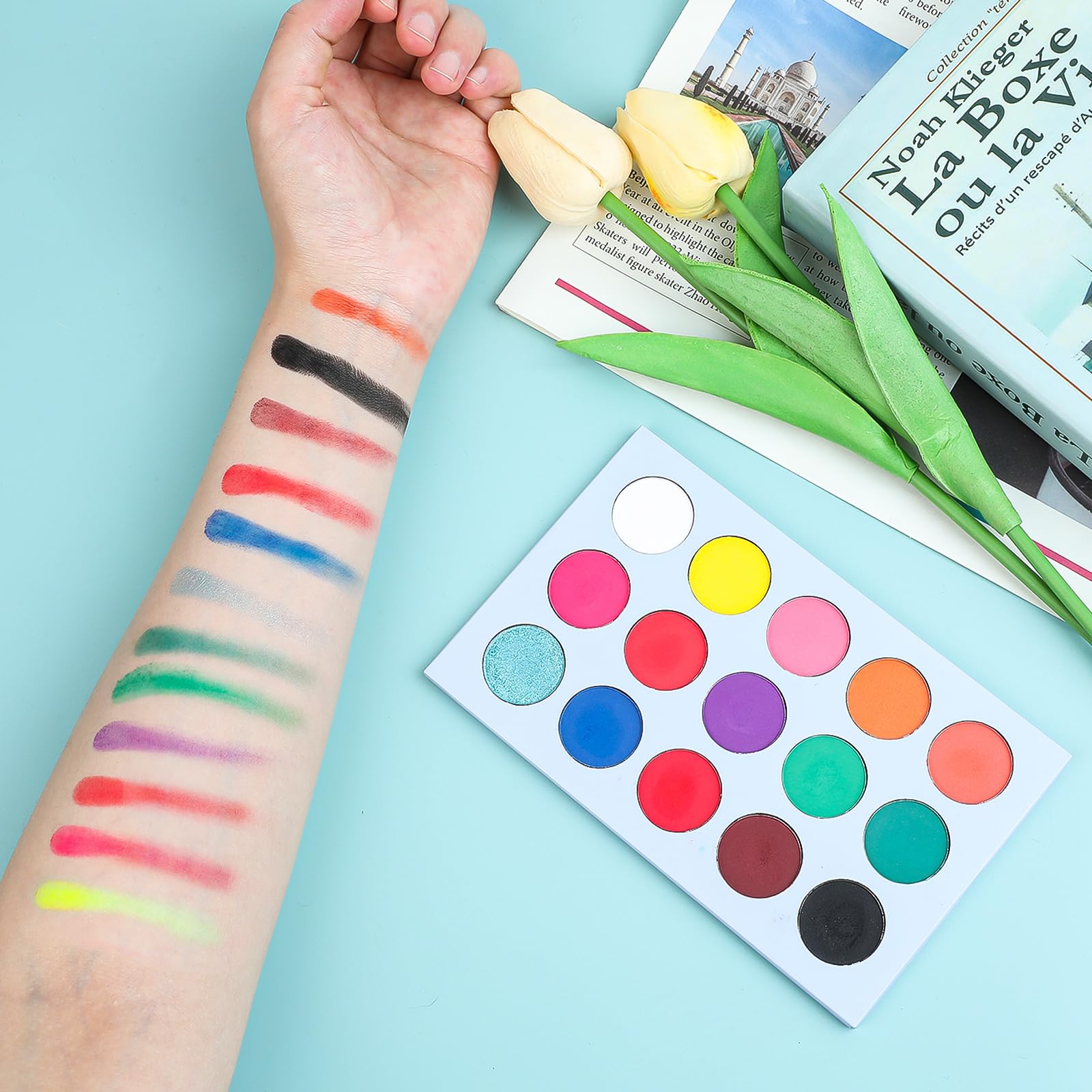 TEASIK 60-color eyeshadow palette sets 4 in 1 make up palette with highly pigmented glitter metallic matte mhimmer, suitable for beginners and easy to blend