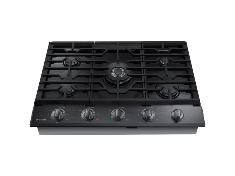 SAMSUNG 30" Built In Smart Gas Cooktop with Illuminated Knobs, 5 Burners, Black Stainless Steel, NA30N6555TG/AA
