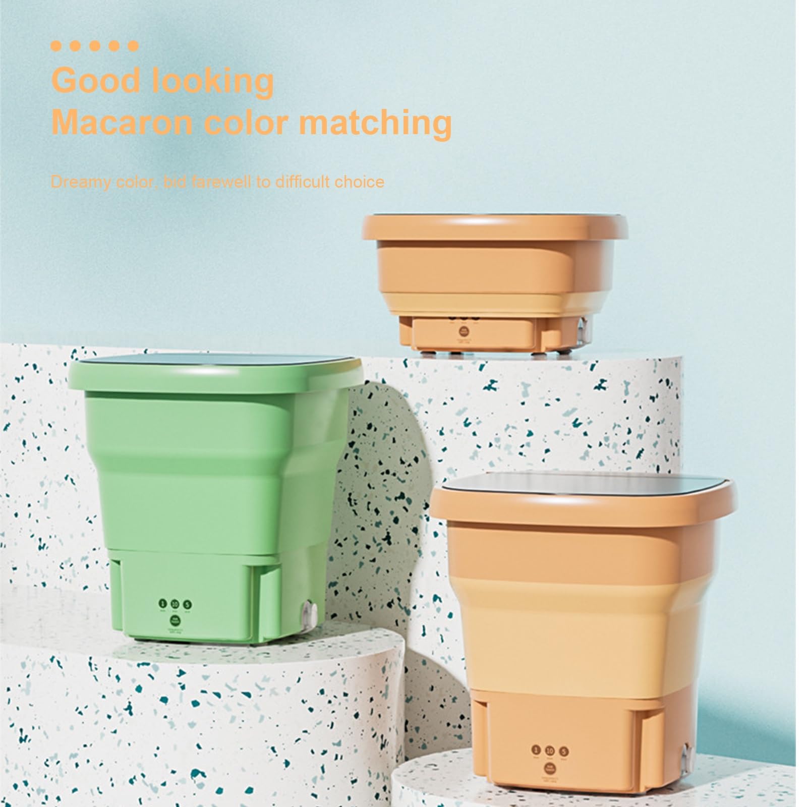 WHYATT Portable Washing Machine, 15L, with Drainer Basket, Good for Dorm or Camping, Underwear or Small Items