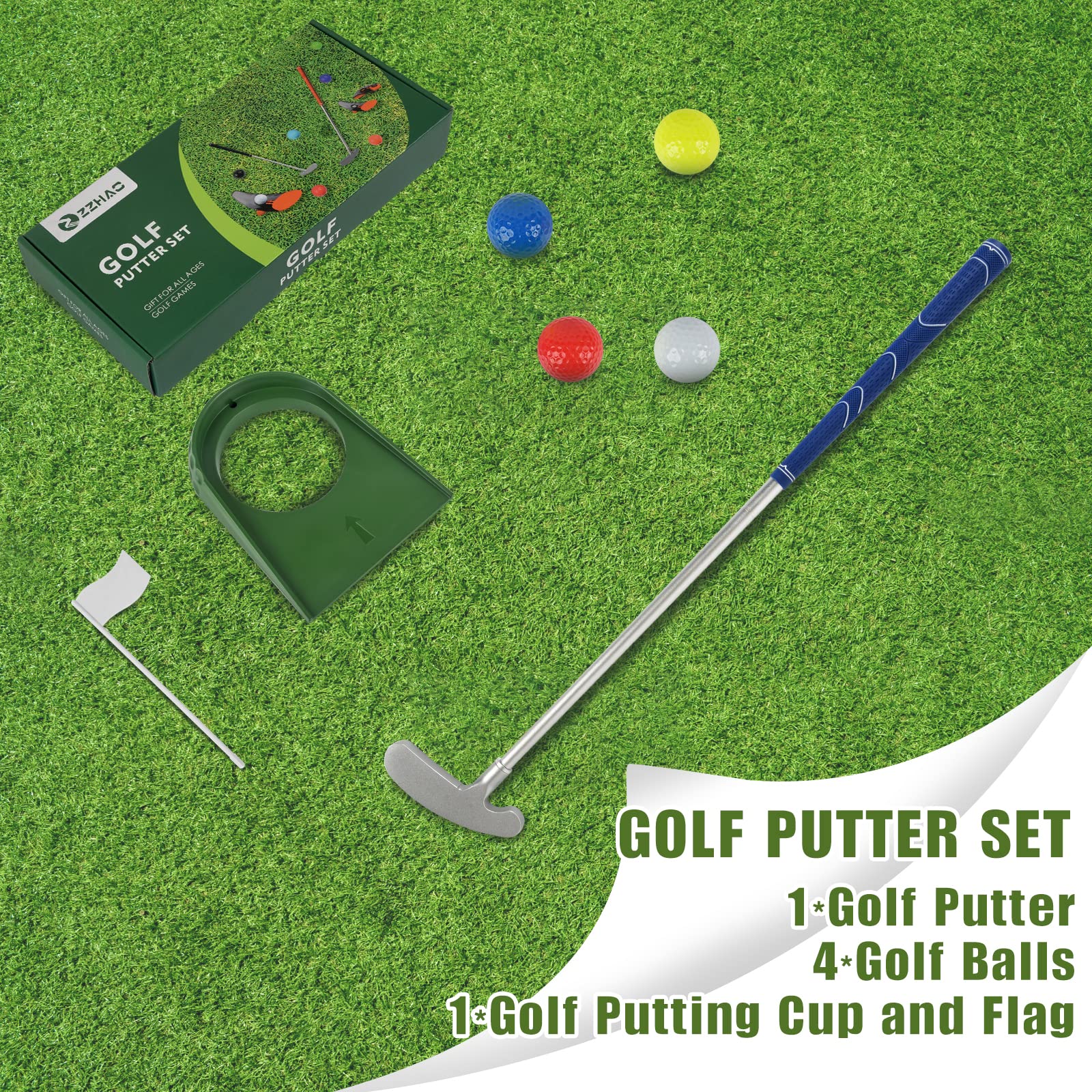 ZZHAO Golf Putter for Kids,Classic Stainless Steel Putter, Two Way,Junior Children Teens, Suitable for Both Right Handed&Left Handed - 22.44 Inches Length,Great Gift for Kids,3-7 Ages