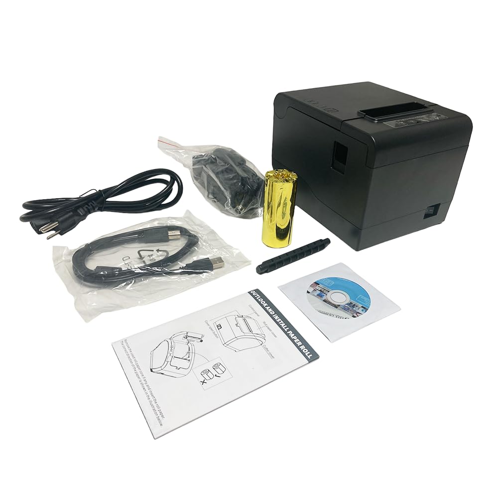ZY808 Receipt Printer - 80mm POS Thermal Printer with WiFi USB LAN Connection, Support iOS, MAC, iPhone, Android, PC and Support Ebay, Amazon, Shopify, Etsy, USPS Integration.