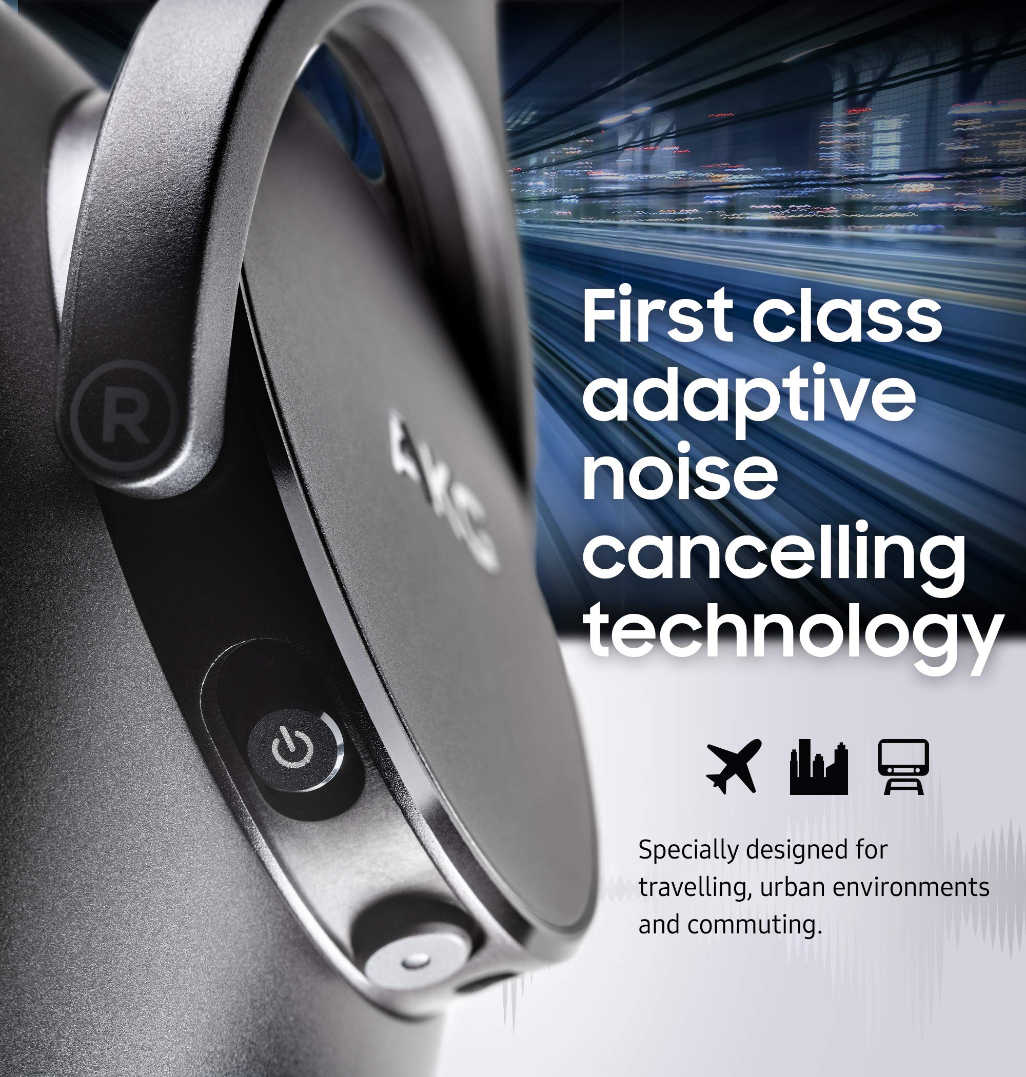 SAMSUNG AKG (A Samsung Brand) N700NC M2 Over-Ear Foldable Wireless Headphones, Active Noise Cancelling Headphones - Black (US Version), 2.6, Model:GP-N700HAHCIWA