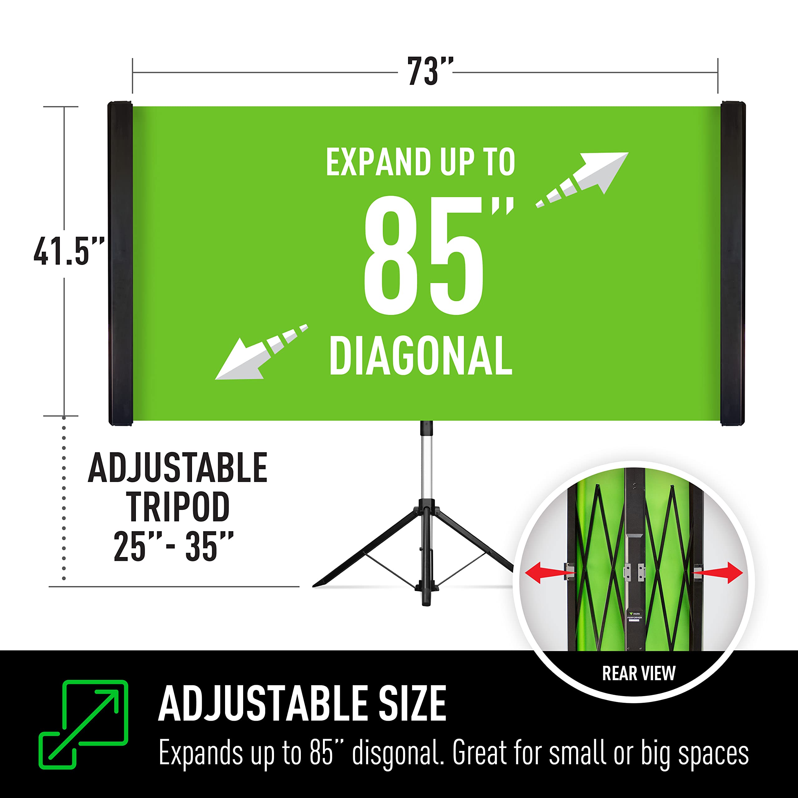 Valera Performer Extra Wide Portable Green Screen & Stand β Extra Wide Chroma Key Panel, 10 Second Setup, 1000 Backgrounds Included, Wrinkle Resistant Green Fabric Backdrop, Tripod, & Carrying Case
