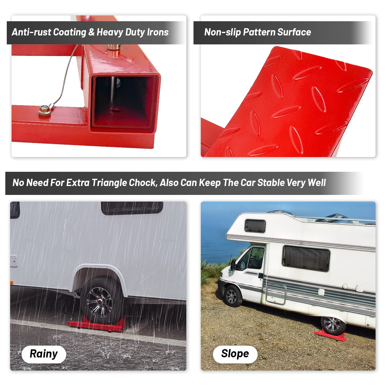 ROBLOCK Camper Leveler Blocks with Curved Levelers, Wheel Chocks and Non-Slip Rubber Mats, RV Leveling Blocks Works for 30,000 LBS RV, Trailer, Truck