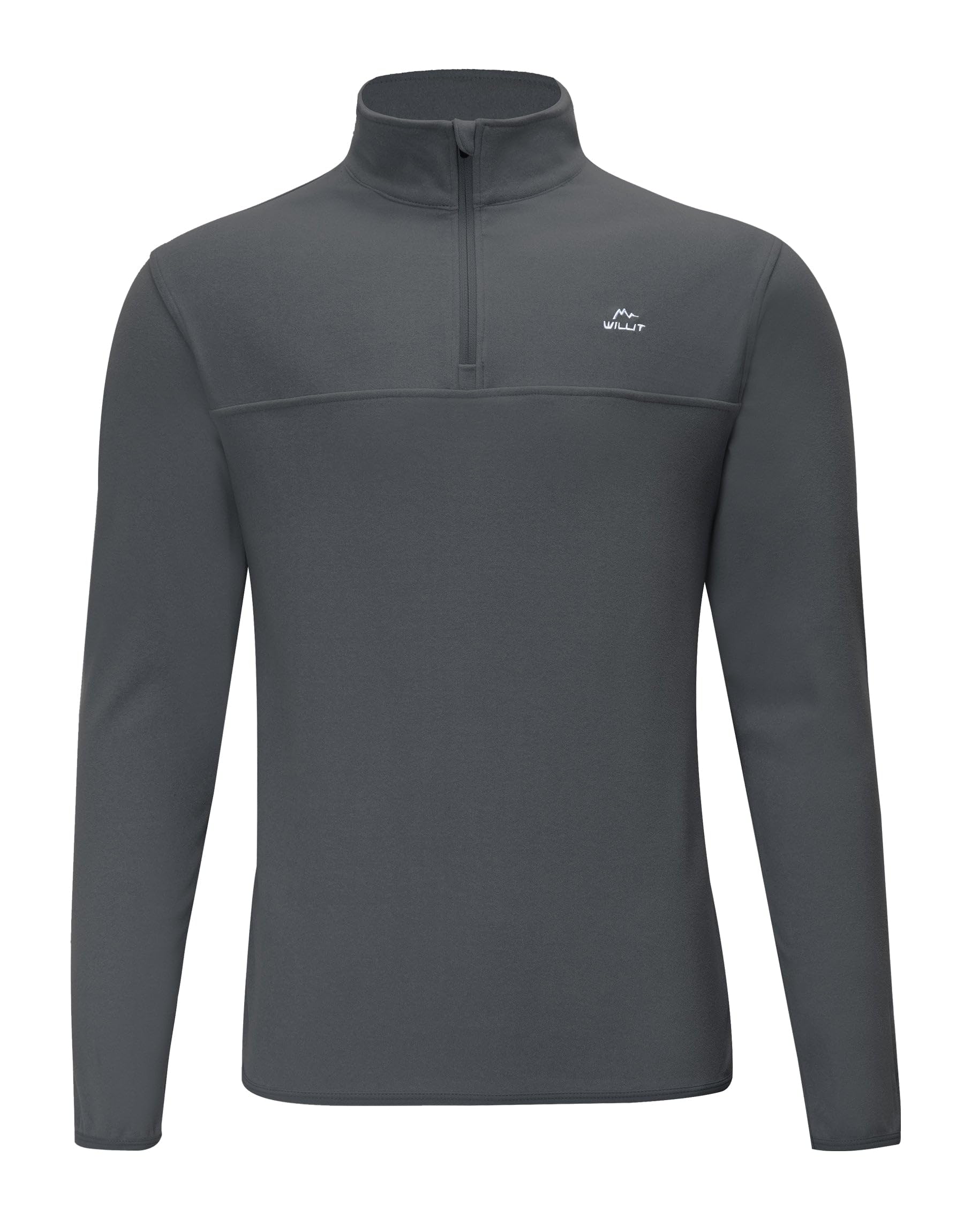 Willit Men's Fleece Golf Pullover Sweaters Quarter-Zip Hiking 1/4 Zip Thermal Jacket Lightweight Gray M