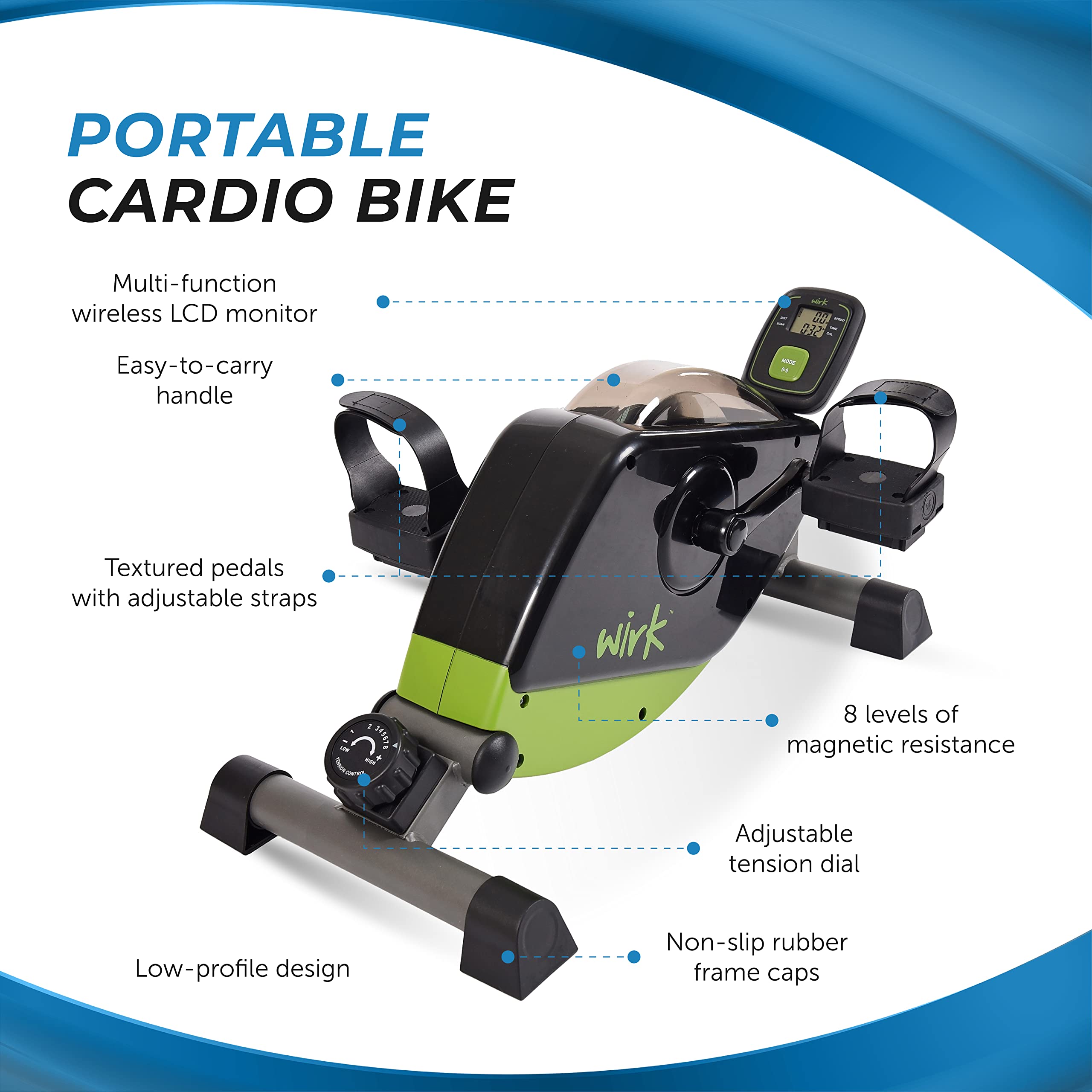 Stamina Wirk Under Desk Exercise Bike - Fitness Bike with Smart Workout App - Mini Elliptical Under Desk Bike for Home Workout