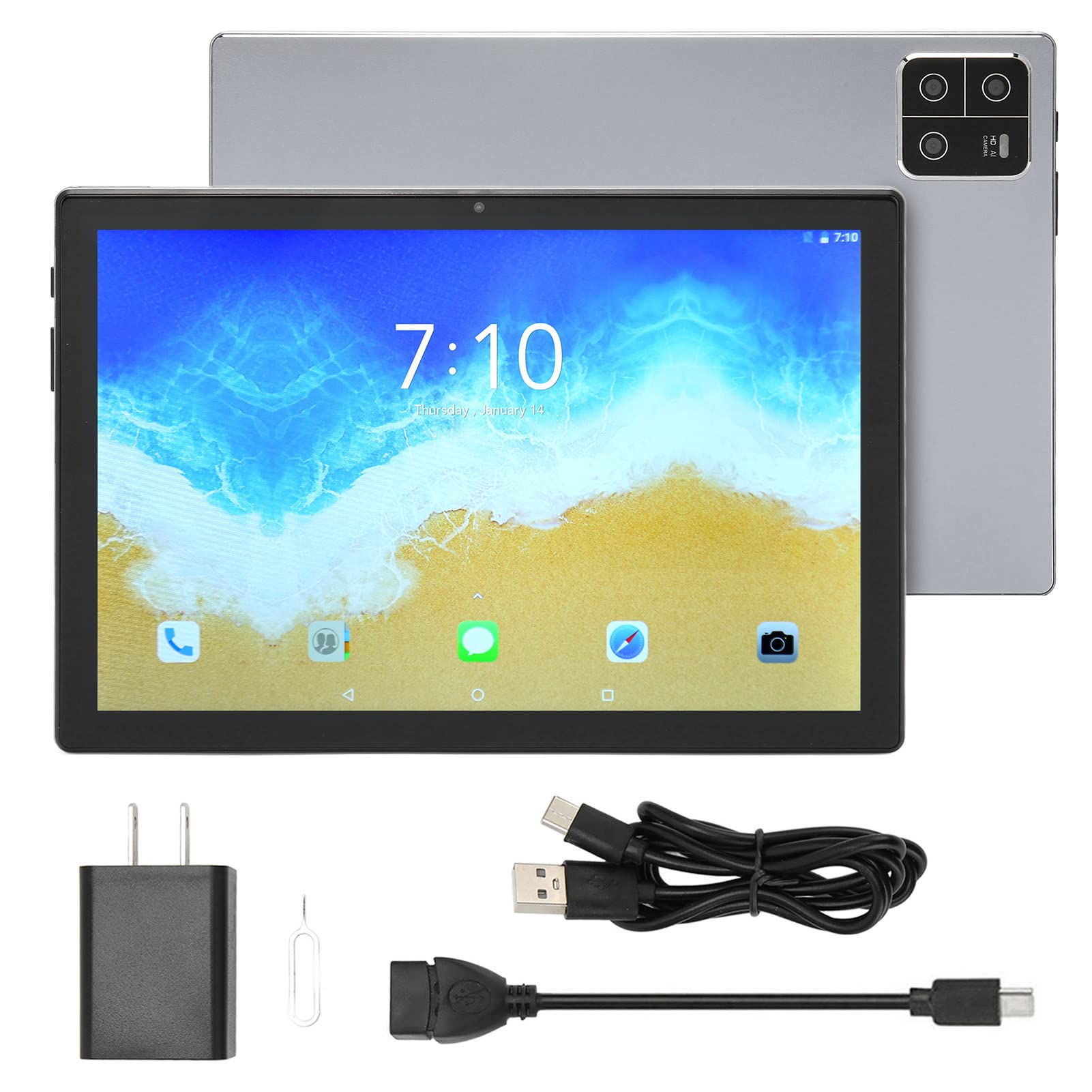 Zyyini Office Tablet, Gaming Tablet with IPS Screen for Travel Octa Core CPU 10 Inch (US Plug)