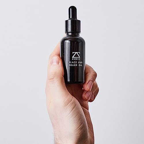 ZOUSZ Black Oud Beard Oil for Men, Beard Moisturizer & Conditioner, Non-Greasy Men's Beard Care Essential, Growth Enhancer Natural Beard Oil, 1 Fl Oz Dropper Bottle