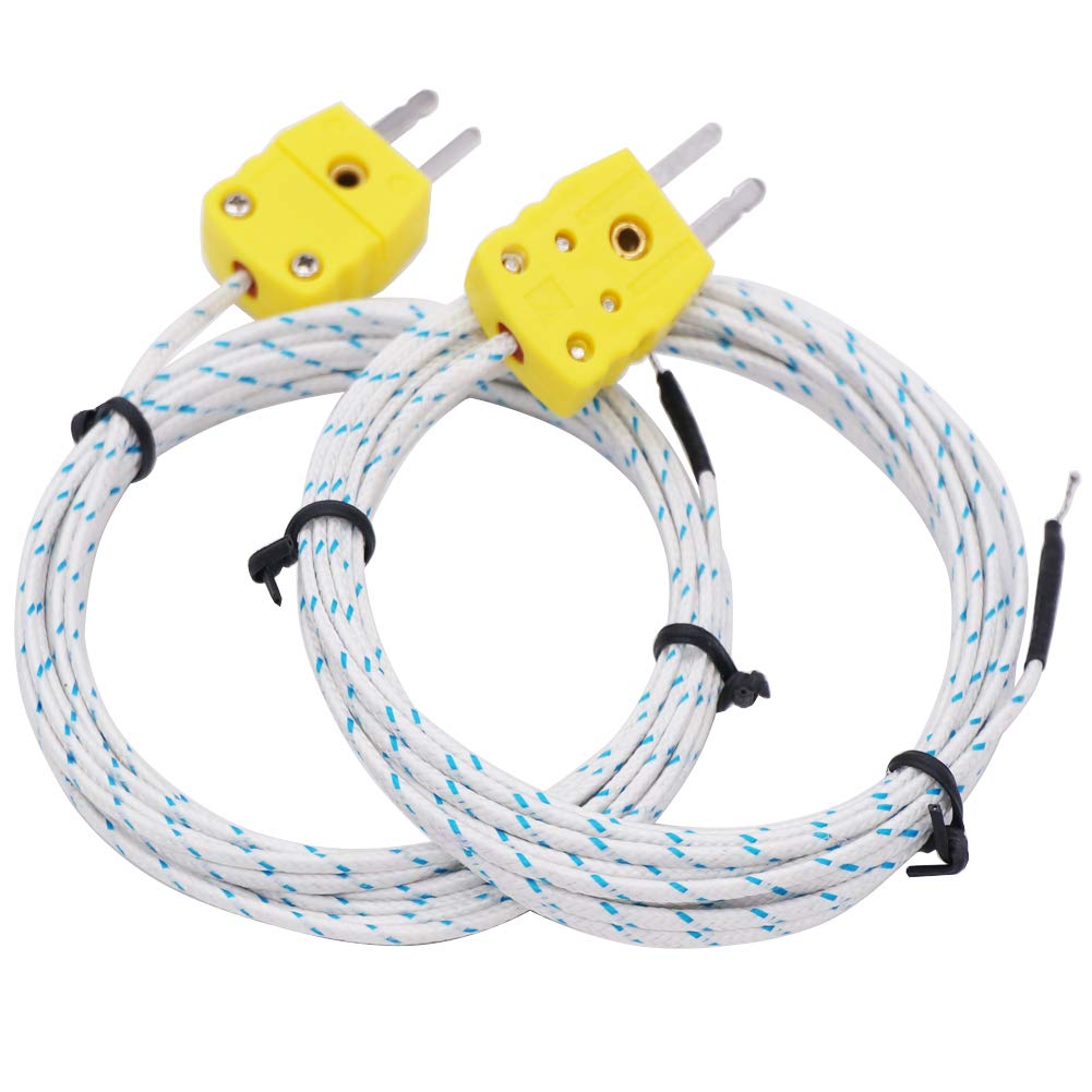Twidec/2Pcs High Quality K-Type Mini-Connector Probe Thermocouple Temperature Sensor 3M Line Length Temperature Range: -50~400 °C(-58~752℉)
