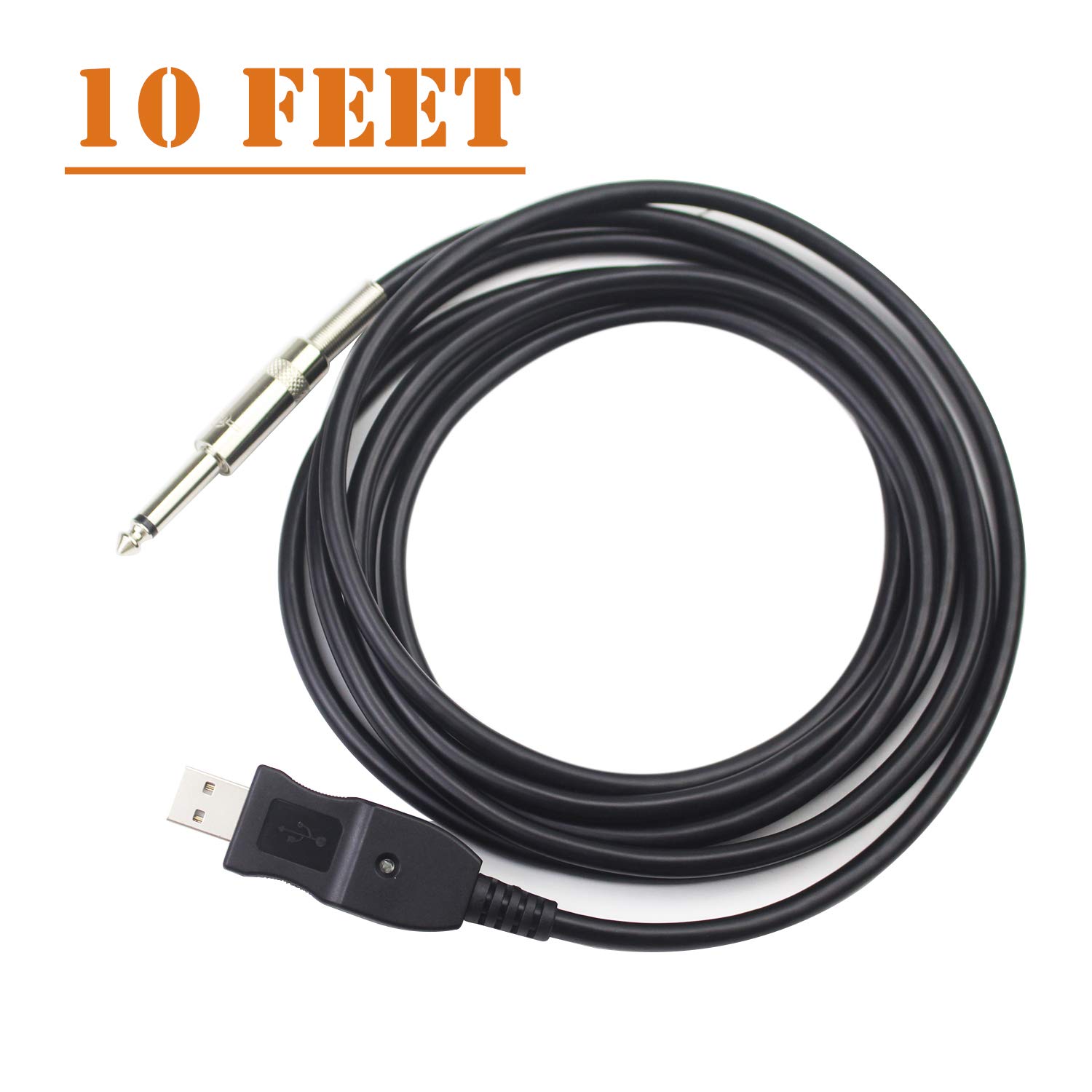 WeiMeet USB Guitar Cable 10 Feet USB Interface Male to 6.35mm 1/4" Mono Male Electric Guitar Cable Studio Audio Connector Cords Adapter