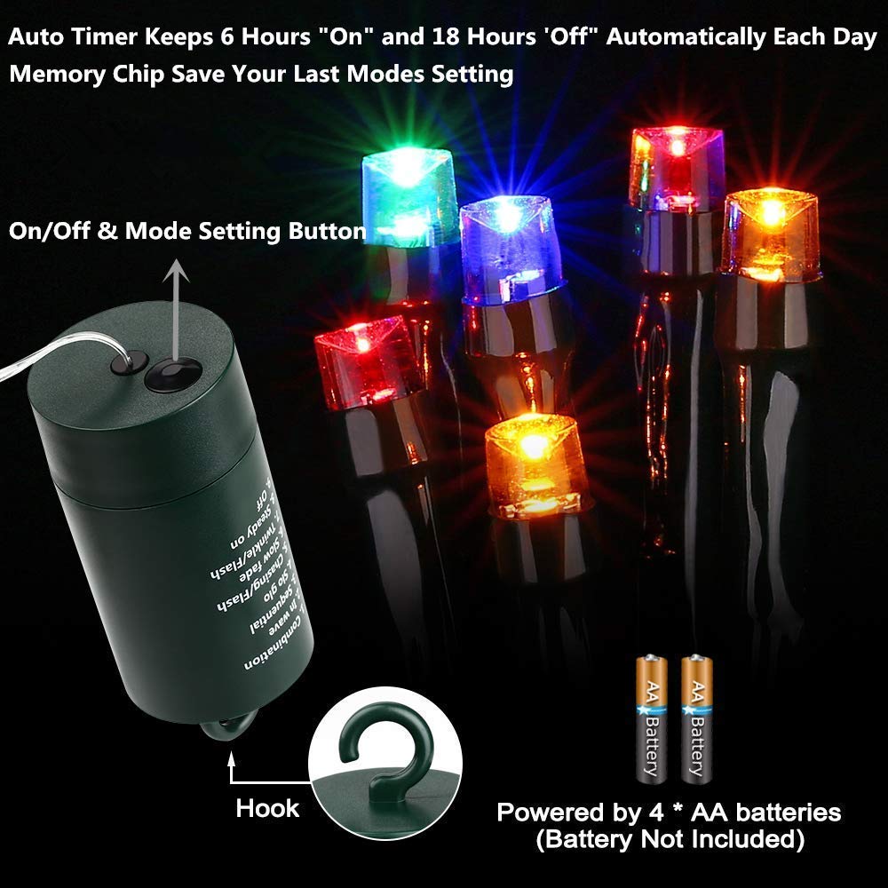 Toodour Battery Christmas Lights, 68.9ft 200 LED Christmas String Lights with 8 Twinkle Modes, Timer, Waterproof Battery Operated String Lights for Home, Party, Holiday, Christmas Decor - Warm White