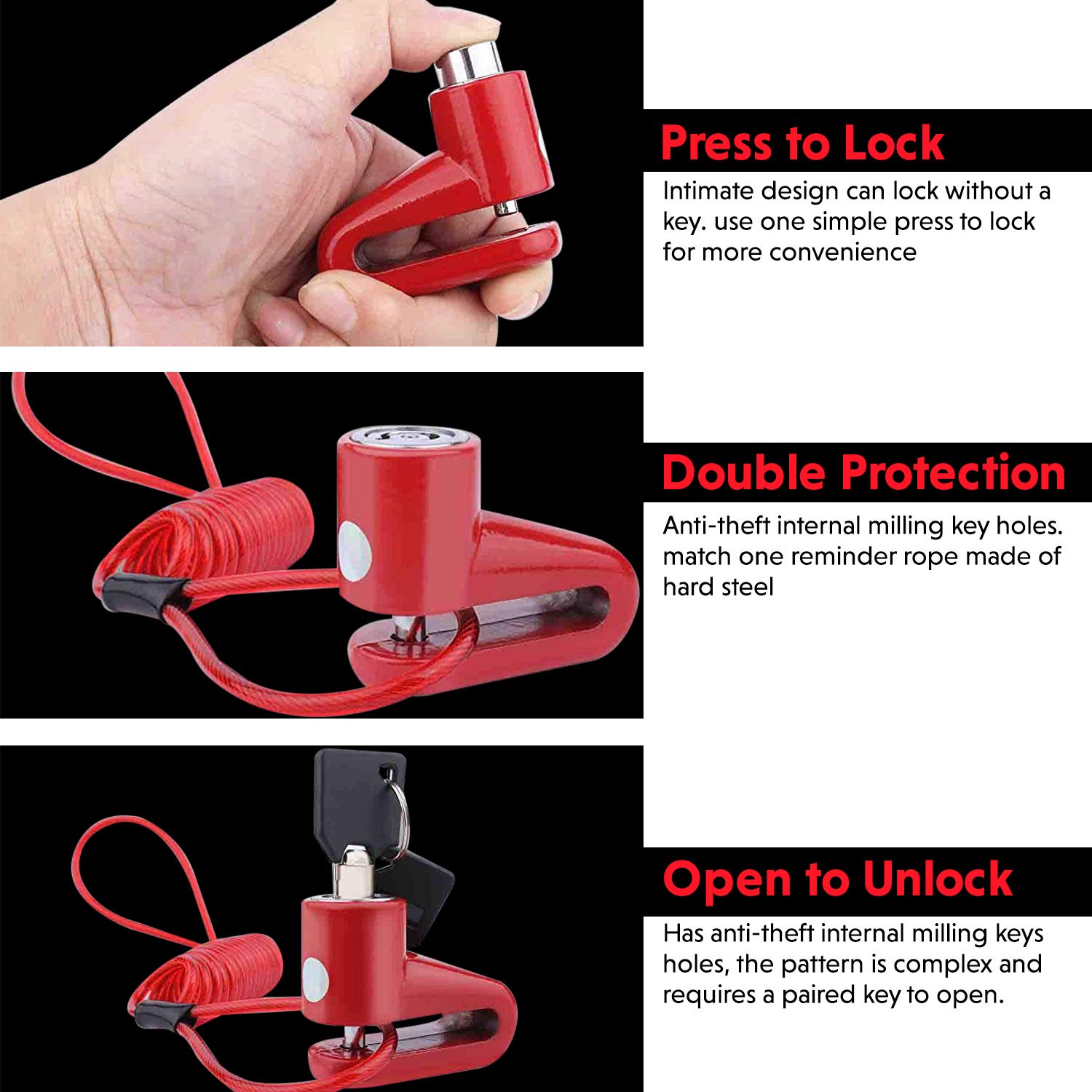 SPYSEE Anti-Theft Steel Wire Lock Disc Brake Wheel Lock Set for Xiaomi M365 Electric Scooter Accessory Wheels Locker with Reminder Rope