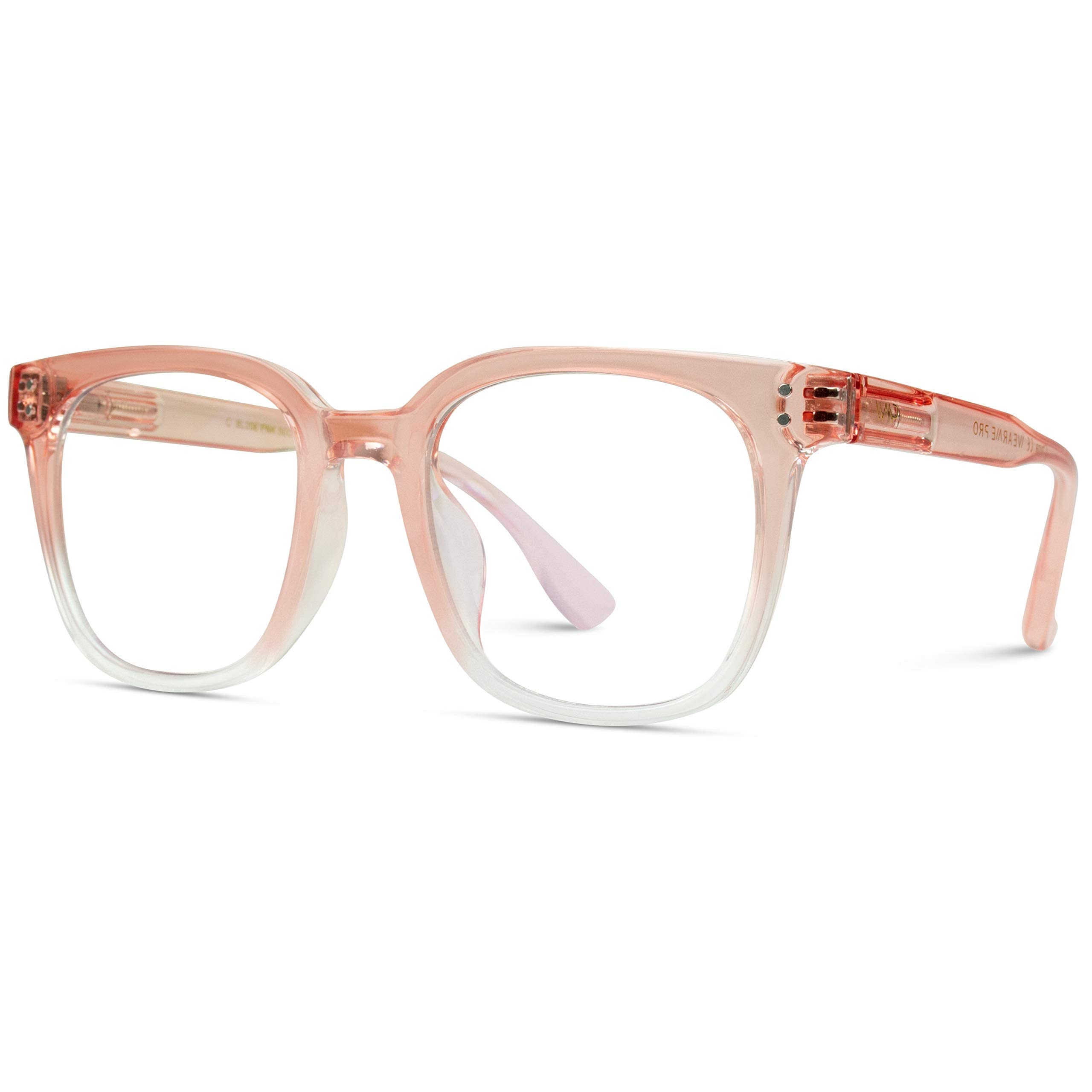 WearMe Pro - Square Oversized Women Elegant Classic Blue Light Screen Glasses (Clear Frame)