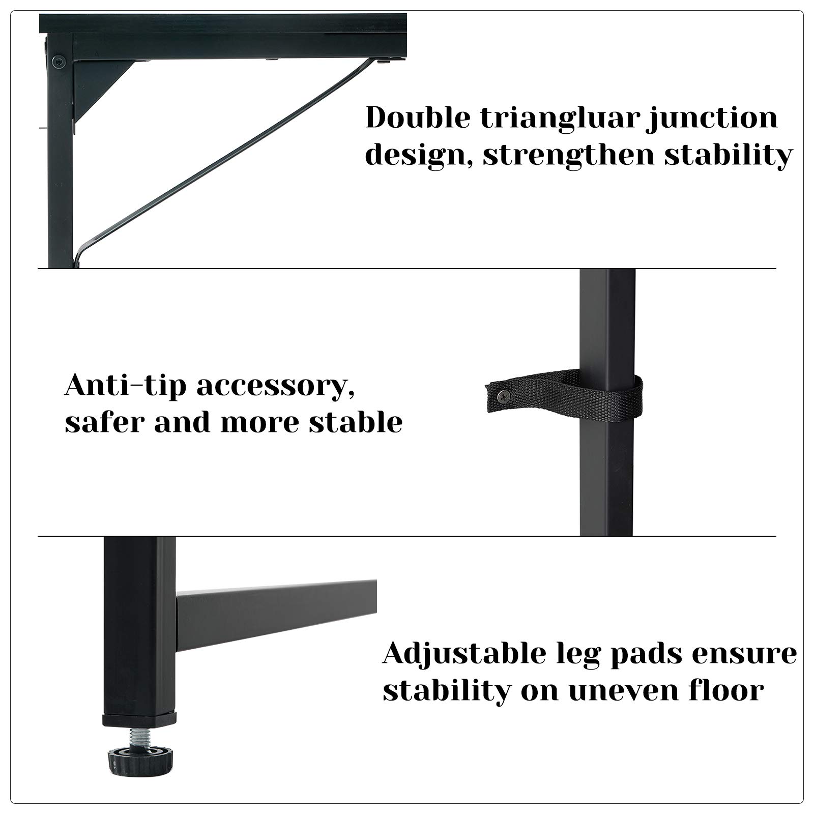YMYNY 47 inch Computer Desk Home Office Writing Study Desk Laptop Table, Industrial Simple Style Work Desk with Storage Bag and Headphone Hook, Black