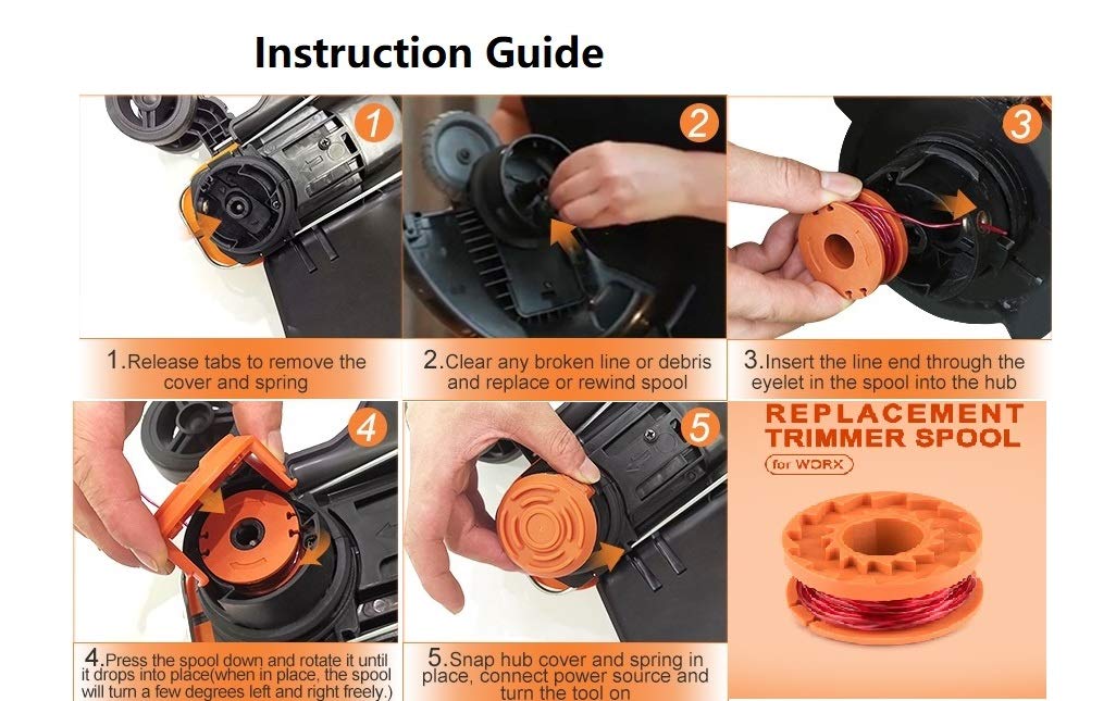 Trimmer Spool Line for Worx WA0010,Edger Spool fits for Worx Trimmer spools Weed Eater String,Weed Wacker Spool Replacement Parts,Trimmer Line Refills 0.065 inch for Electric String Trimmers 10 pack