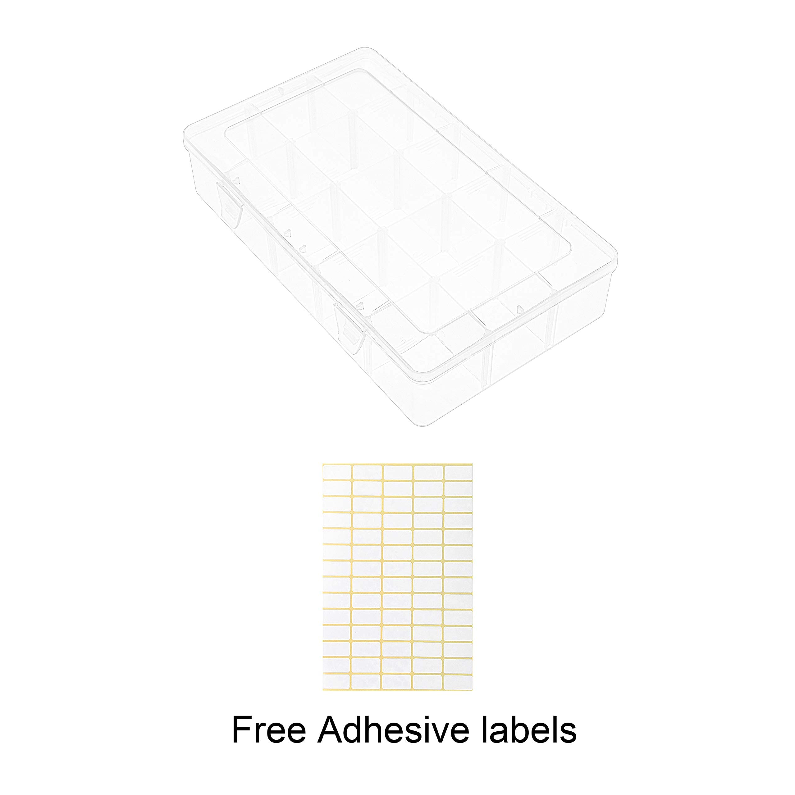 WingsShop 15 Large Grid Organizer Box Clear Plastic Adjustable Compartments Storage Container with Removable Dividers for Beads, Washi Tape Sewing Arts Small Parts Jewelry Earring Crafts and Tackle