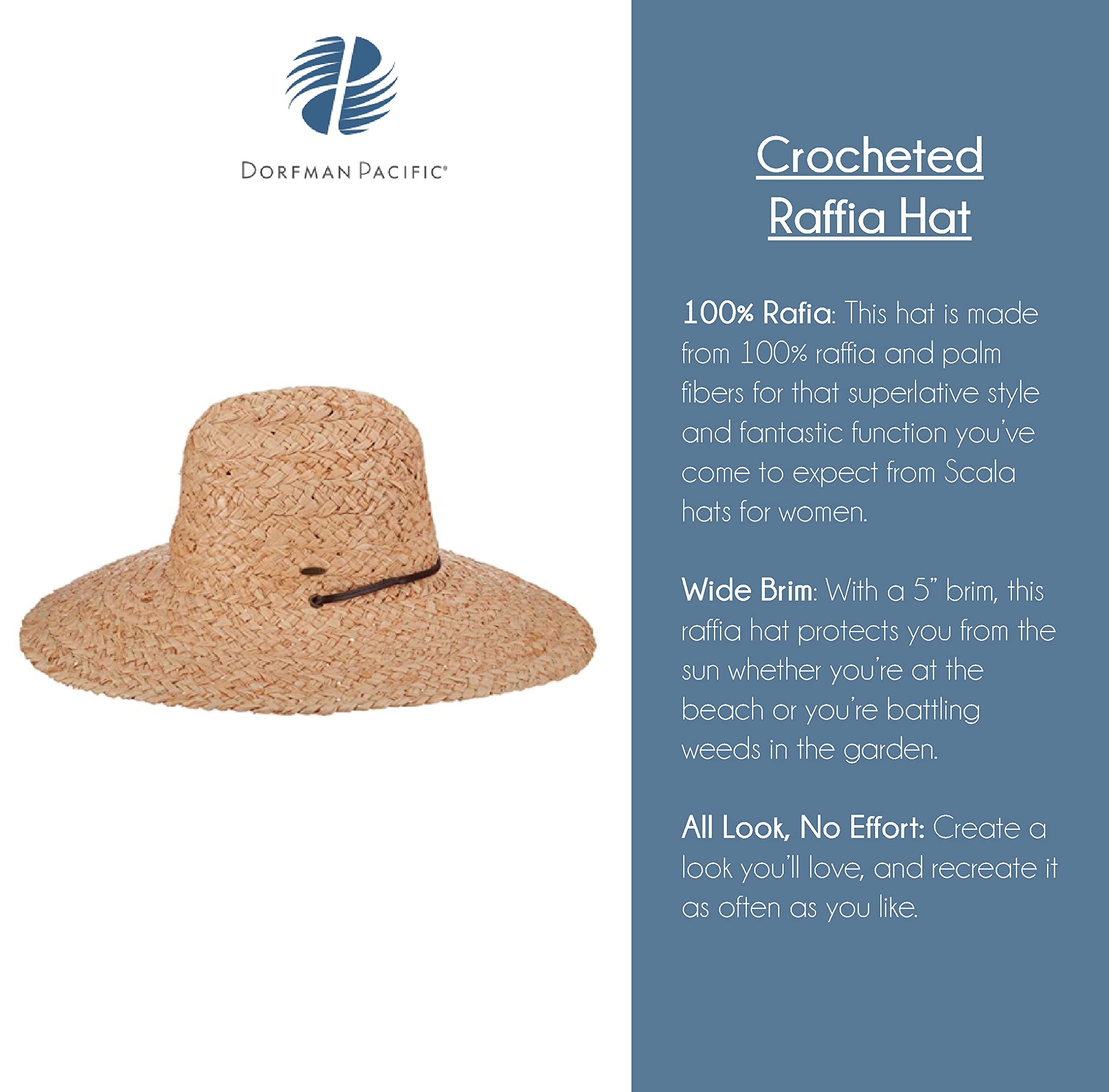 Scala Women's Raffia Lifeguard Hat, Natural, One Size